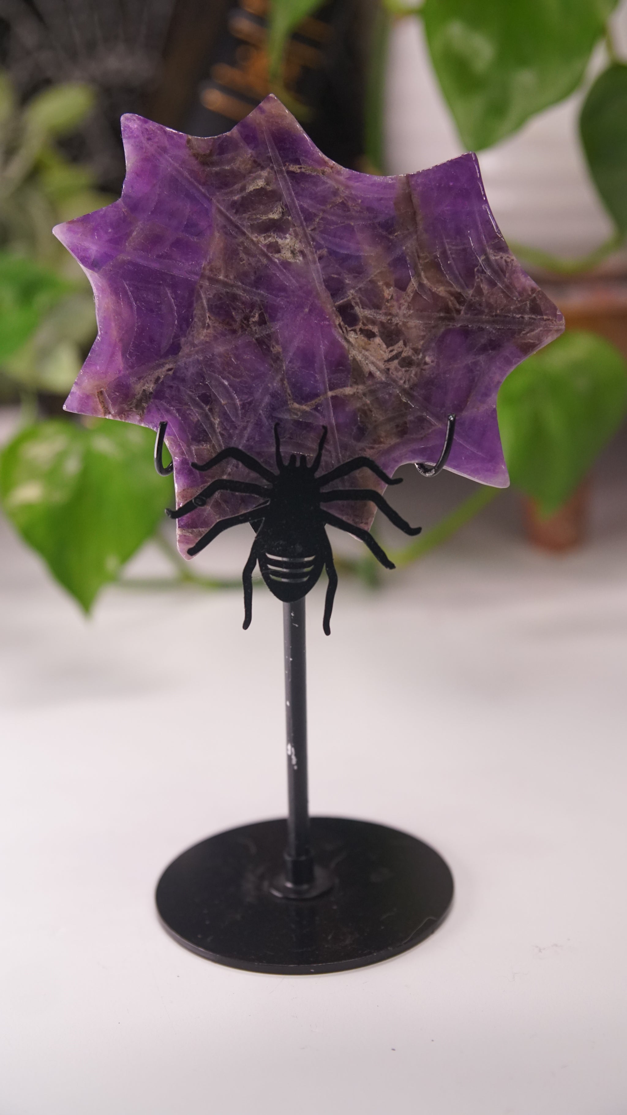 Amethyst Spider Web With FREE Spider Stand | Crystal Carving Sculpture ...